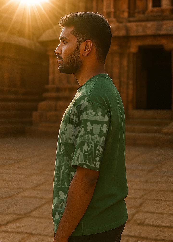 J&JP Men's Marutham Printed Five Sleeve T-shirt- Green